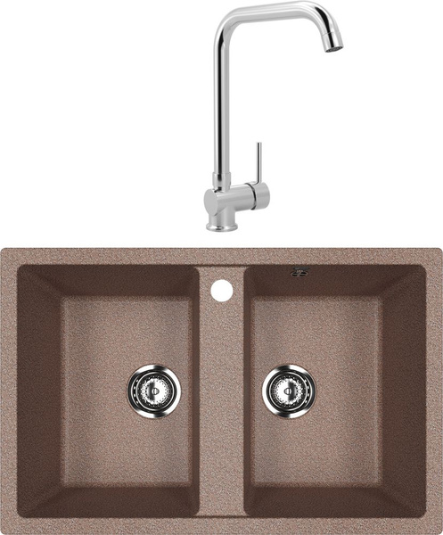 Комплект Мойка кухонная Ulgran U-608 -307 терракот / Смеситель MEGA Didim MG-CM107 хром - купить ...