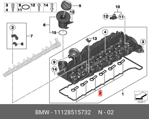 Комплект прокладок головки блока цилиндров BMW 11 12 8 515 732 - BMW ...
