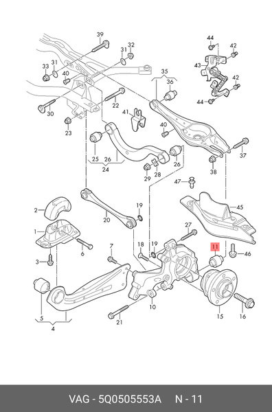 Сайлентблок рычага подвески зад VAG 5Q0 505 553 A купить c доставкой на ...
