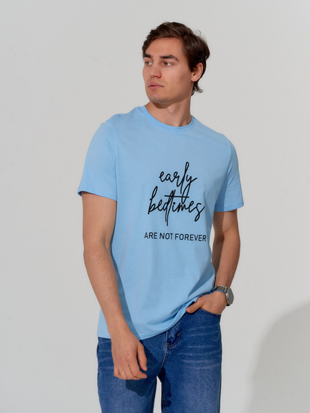 Футболка T-RONE menswear, размер 52, цвет голубой, 92% хлопок, 8% ...