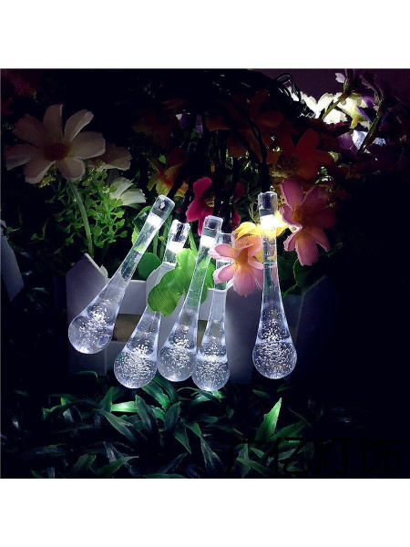 Гирлянда садовая на солнечной батарее Капля Холодный Съемный аккумулятор Солнечный элемент и