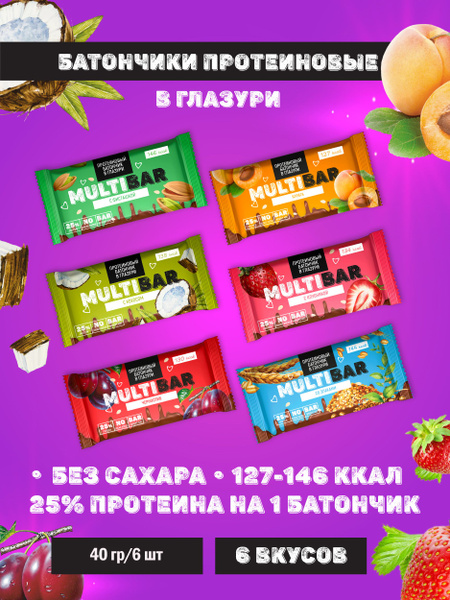 Батончики протеиновые в глазури без сахара - купить с доставкой по ...