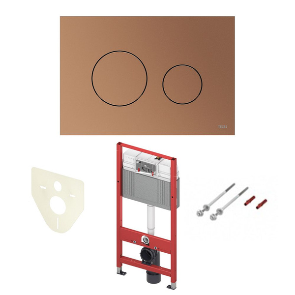ТЕСЕ Инсталляция для подвесного унитаза TECEbase 2.0 с панелью смыва TECEloop, красная бронза ...