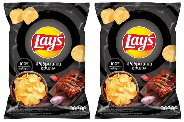 Чипсы картофельные Lays Ребрышки гриль 140 грамм - 2 штуки купить на OZON по низкой цене ...