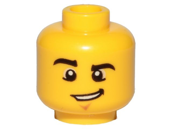 Голова Lego Minifigure, Head Male Black Eyebrows, Raised Right Eyebrow ...
