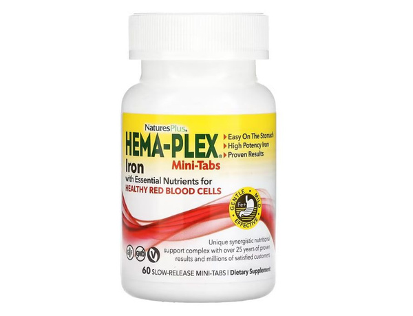 NaturesPlus Hema-Plex, 60 Slow-Release Mini-Tablets, 60 таблеток купить ...