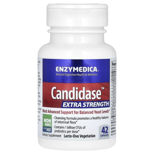 Candidase, пищевая добавка, Enzymedica, Extra Strength, 42 капсулы ...