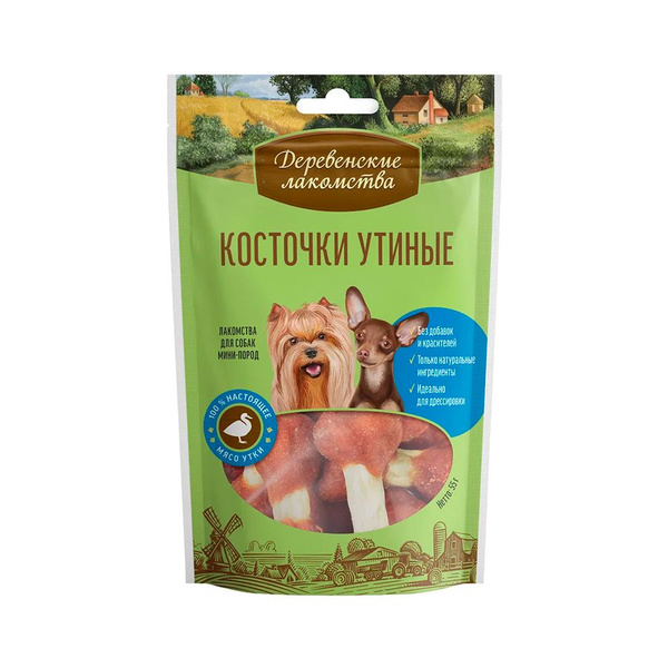 Косточки утиные для собак мелких пород, Деревенские лакомства, 55г ...