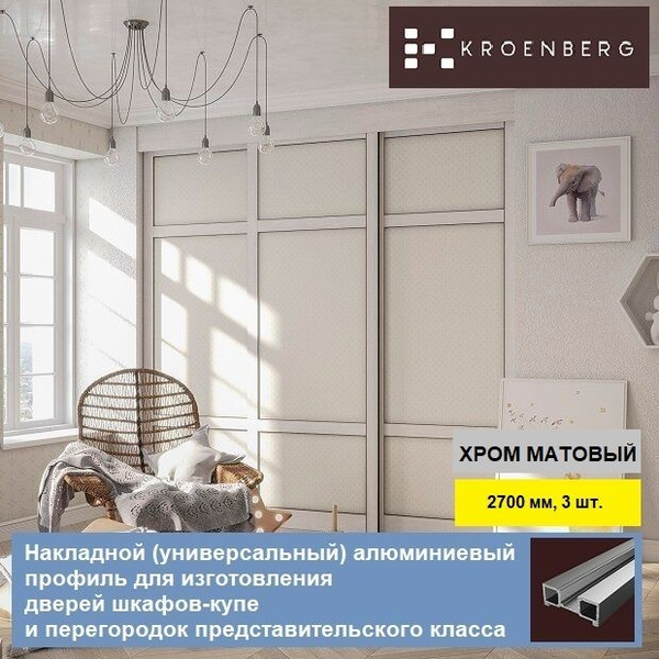 Накладной алюминиевый профиль для дверей шкафов-купе и перегородок ...