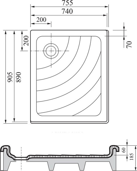 Поддон для душа Ravak Aneta 75x90 EX под облицовку - купить с доставкой ...