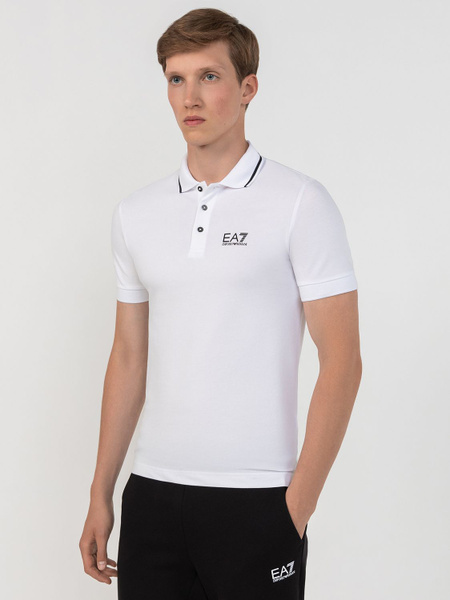 Поло EA7, размер 46, 48, цвет белый, 97% хлопок, 3% эластан - купить по выгодной цене в интернет ...