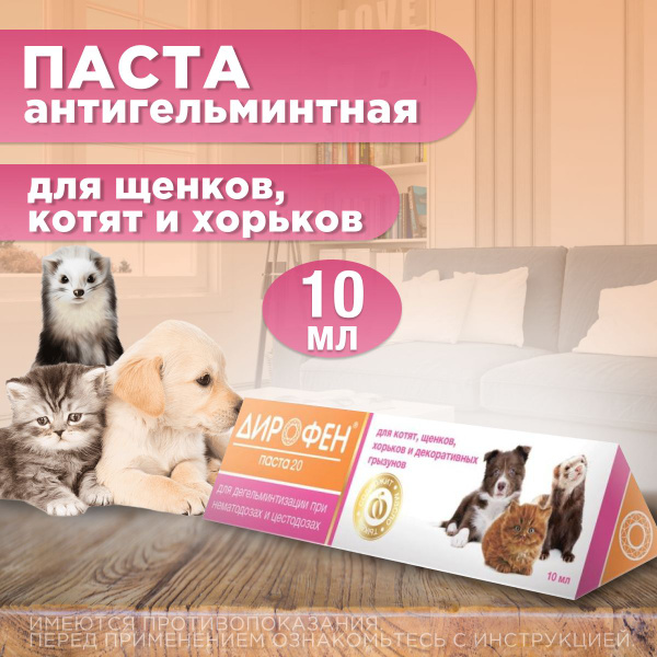 Паста от гельминтов Дирофен-20 для котят и щенков, 10мл - купить с ...