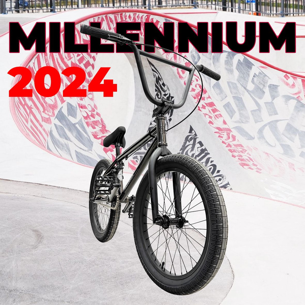 BMX велосипед 20" TECH TEAM Millenium рама 20.4" (2024), черный, на рост 155-185см, трюковой ...