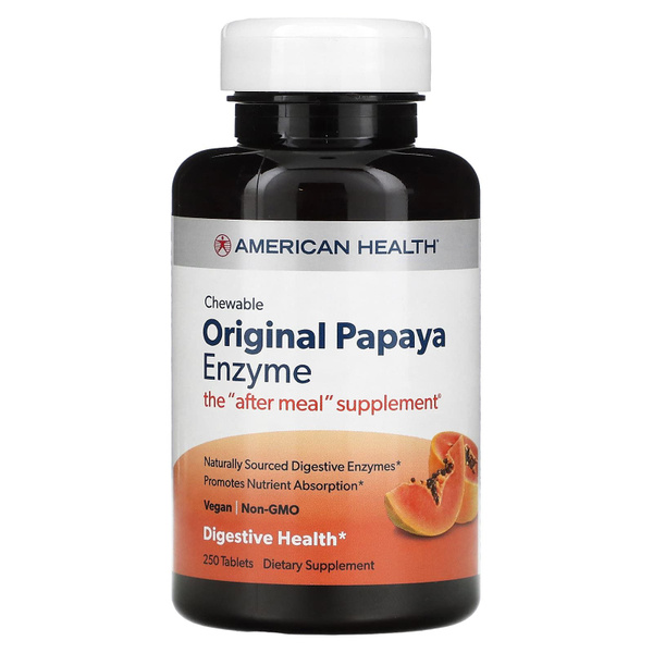 American Health, Papaya Enzyme, Оригинальный жевательный фермент папайи ...