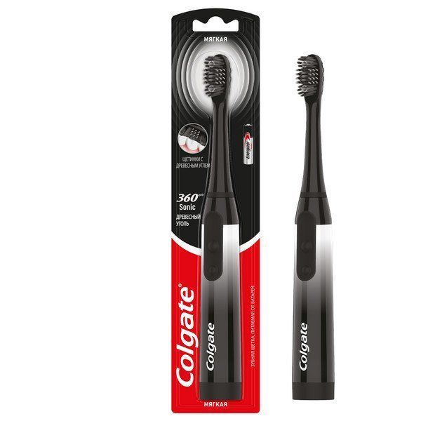 Colgate (Колгейт) Зубная щетка 360 Sonic Древесный уголь, питаемая от ...