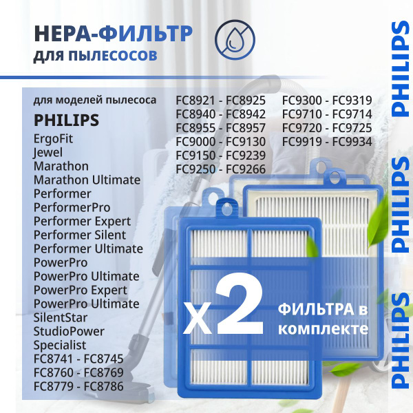 Hepa фильтр для пылесоса Philips Филипс, арт. FC8031, FC8038 2 шт ...