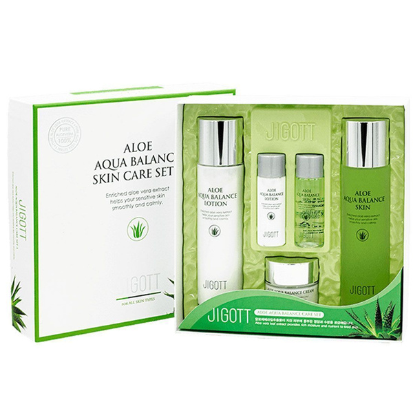 Уходовый набор с алое вера для лица JIGOTT Aloe Aqua Balance Skin Care ...
