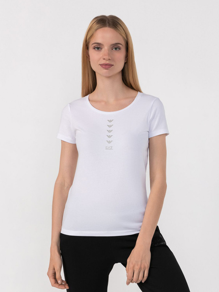 Футболка EA7, размер 42, 44, цвет белый, хлопок 95% эластан 5% - купить по выгодной цене в ...