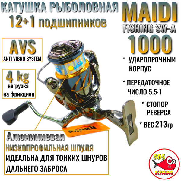 Катушка MAIDI FISHING REEL TW_золотой_серый металлик, Безынерционная ...