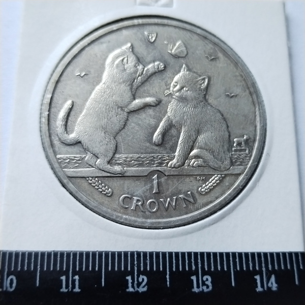 Остров Мэн 1 крона - Котята Тонкинской кошки. Редкая и огромная монета. UNC - купить в интернет ...