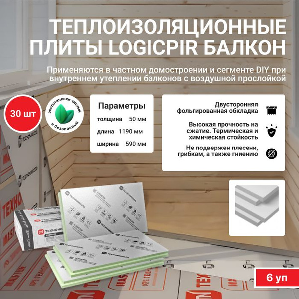 Вопросы и ответы о Утеплитель Logicpir Балкон Ф/Ф 50мм (30 плит/21.06м2 ...