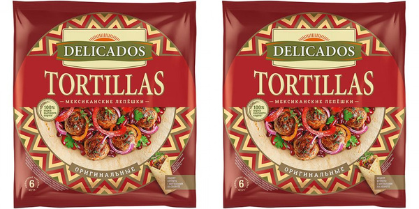Тортильи Delicados пшеничные оригинальные, 25 см, 6 шт, 400 г, 2 уп ...
