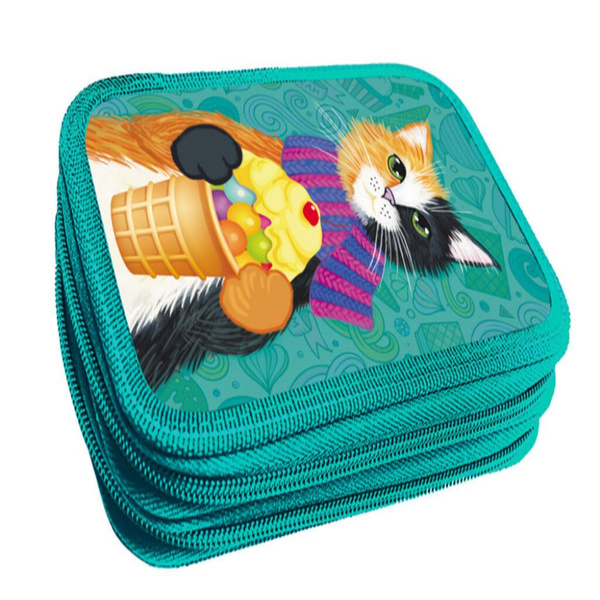 Пенал 2 отд. (205*125*40) молния, лам.картон "Кот сладкоежка" - купить с доставкой по выгодным ...