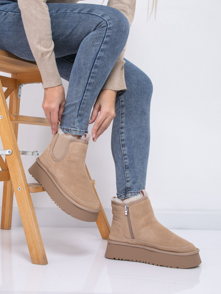 Угги Женский Ascalini бежевый Замша натуральная Зима 8 Россия Водоотталкивающая пропитка купить ...