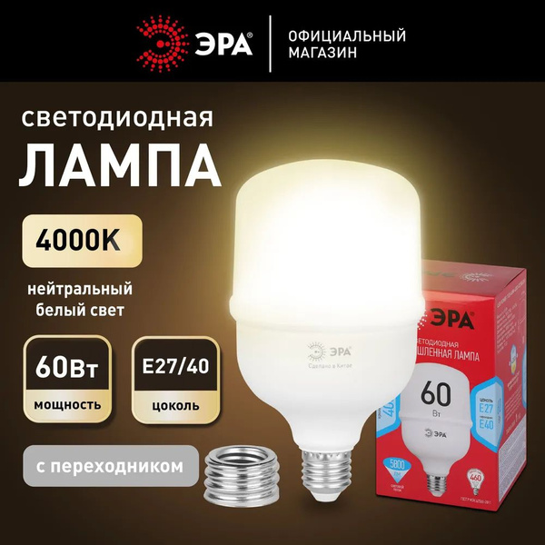 ЭРА Лампочка POWER, 60 Вт, Светодиодная, 1 шт. купить на OZON по низкой ...