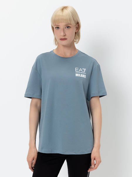 Футболка EA7, размер 46, 48, цвет темно-зеленый, светло-серый, хлопок 100% - купить по выгодной ...