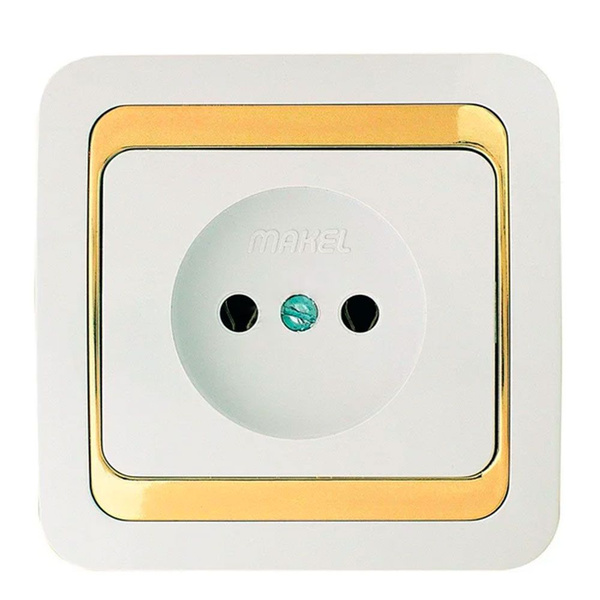 Розетка без заземления, бело-золотая Makel Mimoza 12202 - купить с доставкой по выгодным ценам в ...