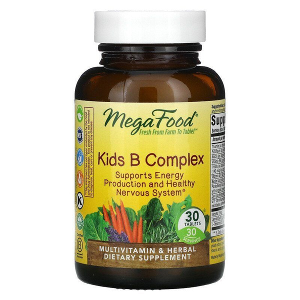 MegaFood Kids B-complex, Комплекс витаминов группы B для детей, 30 ...