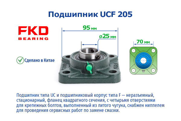 Подшипник универсальный FKD UCF 205 - купить по выгодной цене в интернет-магазине OZON (749750882)
