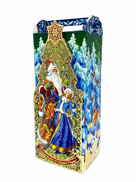 Новогодняя подарочная упаковка картонная "С праздником" 5 шт / Упаковка ...