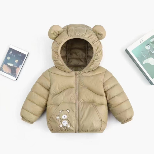 Куртка Девочки, Мальчики THANHDAT бежевый Полиэстер, размер 104, 110 Длинный На любой сезон ...