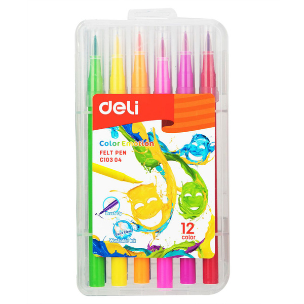 Фломастеры Deli Color Emotion кистевидные 12цветов EC10304 - купить с ...