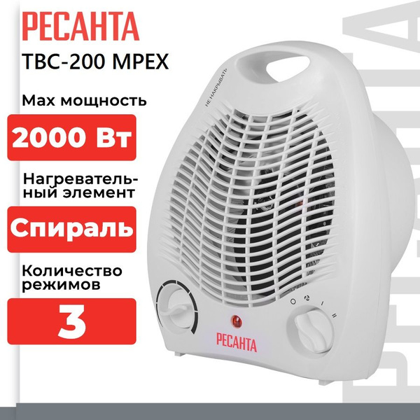 Тепловентилятор, обогреватель электрический с вентилятором Ресанта ТВС ...