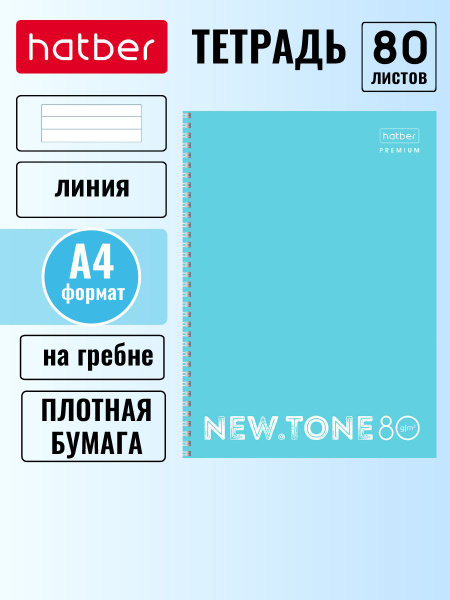 Тетрадь Hatber 80 л. А4 линия многоуровневая перфорация, на гребене, premium NEWtone купить на ...