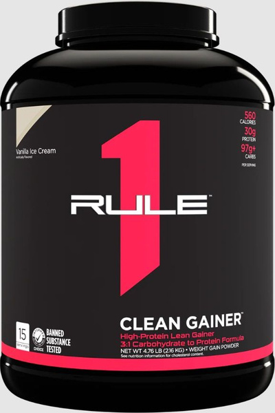 Rule One CLEAN GAINER, Чистый гейнер, 2.2 кг (Ванильное мороженое ...