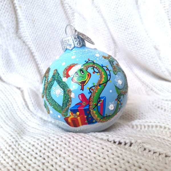 Елочный шар КОЛОМЕЕВ "Змея с гирляндой", диаметр 6.5 см, купить c ...