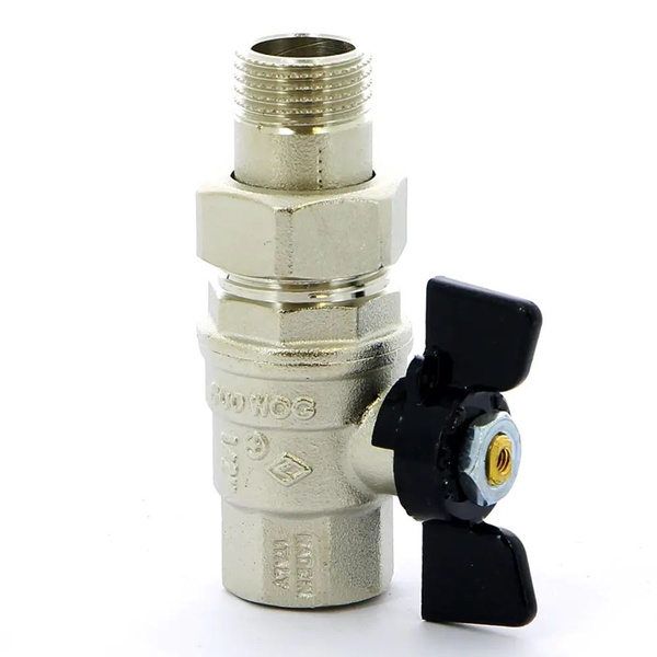 Кран шаровой с американкой прямой Bugatti Oregon 03220027 DN15 PN64 1/2" ВР/НР ручка бабочка ...