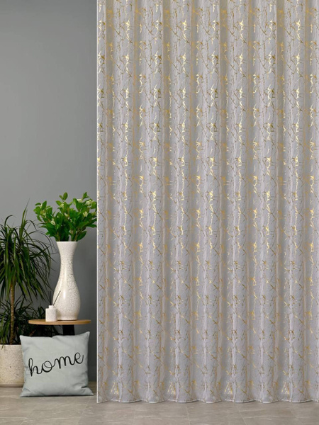 Kanif Home Тюль высота 240 см, ширина 400 см, золото купить на OZON по ...