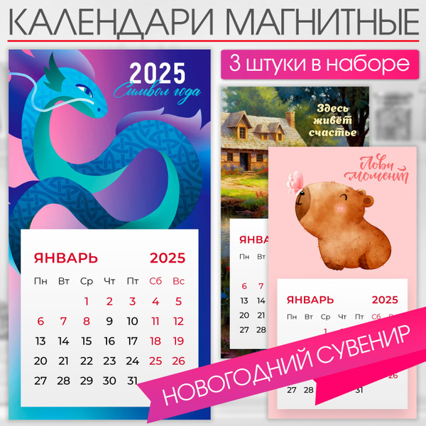 Календарь на магните 2025 отрывной на холодильник, Набор "Здесь живет ...