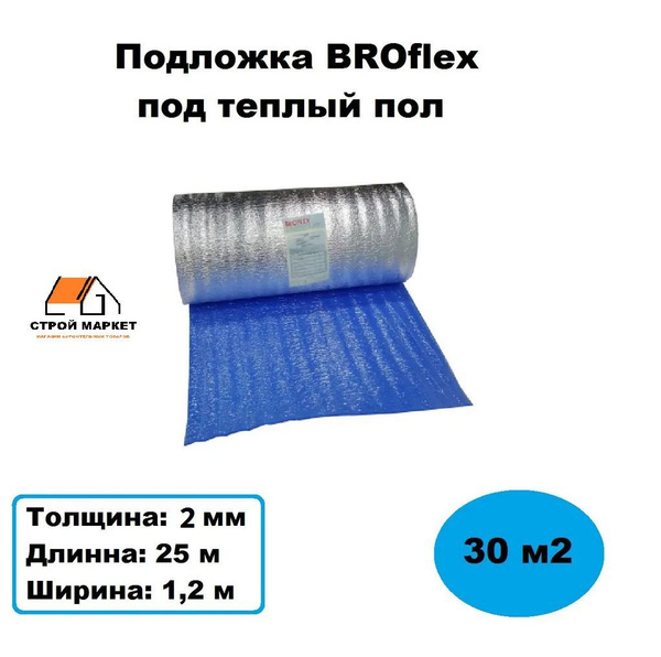 Подложка BROflex отражающая изоляция 1ПП+ВПЭ 2/1200/25 (30м2) купить на ...