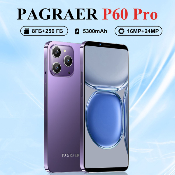 Характеристики PAGRAER Смартфон P60 Pro русская версия, сеть 4g, большой 6.8-дюймовый HD-экран ...