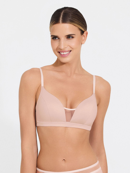 Бюстгальтер Женский Palmetta формованная чашка без каркаса, размер 75B бежевый Полиэстер ...