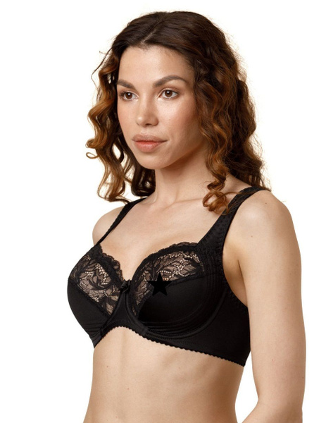 Бюстгальтер Женский LENGY мягкая чашка на каркасе, размер 90C черный Полиамид Повседневный ...