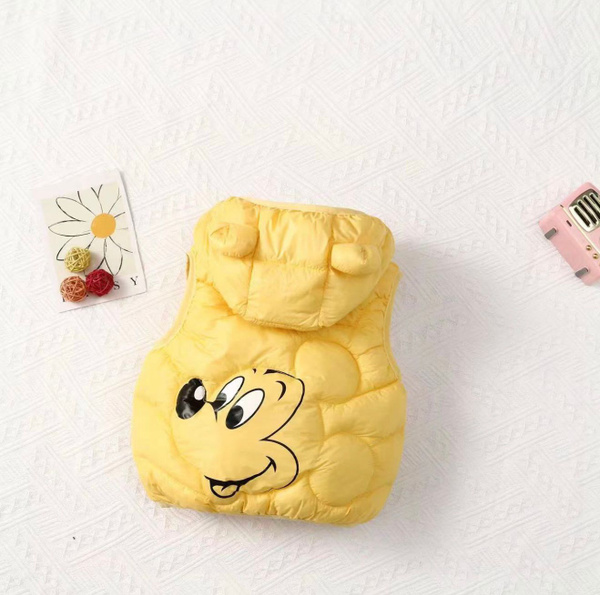 Жилет Мальчики, Девочки THANHDAT желтый матовый Полиэстер, размер 86, 92 оверсайз Молния Китай ...