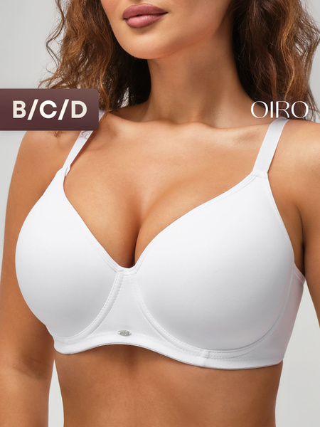 Бюстгальтер Женский OIRO на косточках, размер 85C белый матовый Полиамид, Эластан Повседневный ...