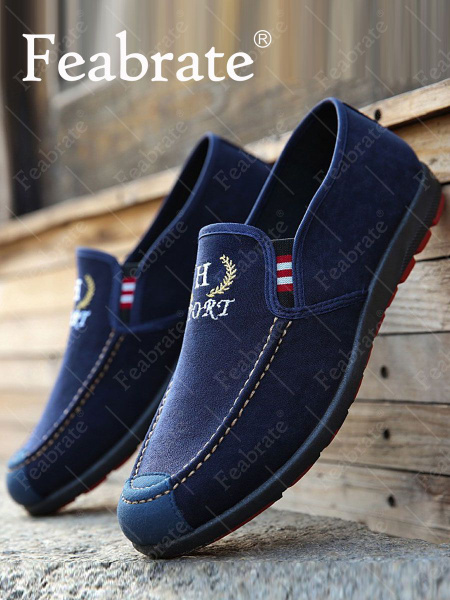Мокасины Мужской Feabrate синий, размер 44 Без застёжки Шнуровка На любой сезон Круглый нос ...